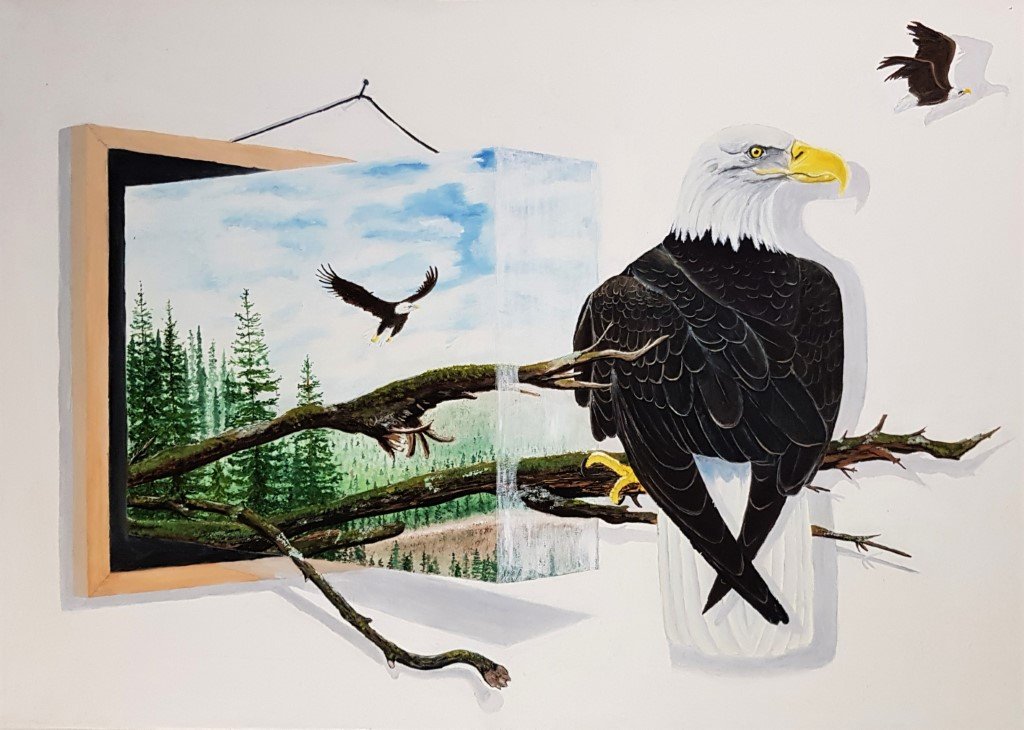"Baltagalvis erelis" 70cm x 50cm ranka tapytas paveikslas | Ispudingai.lt