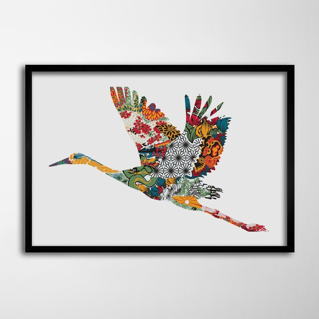 Plakatas su rėmeliu Gandras 100x70cm | Ispudingai.lt