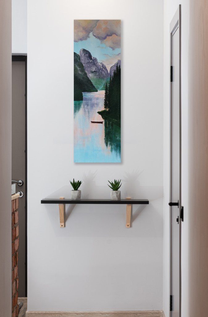 "Kalnai Nr. 42" 20cm x 60cm ranka tapytas paveikslas | Ispudingai.lt