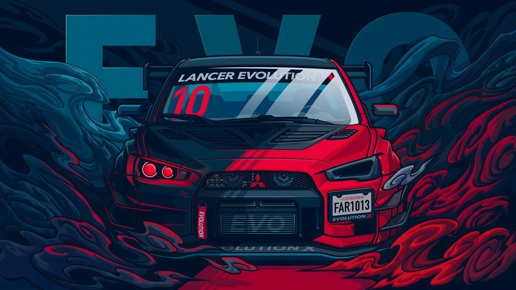 "Mitsubishi Lancer EVO Smoke" paveikslas ant drobės | Ispudingai.lt